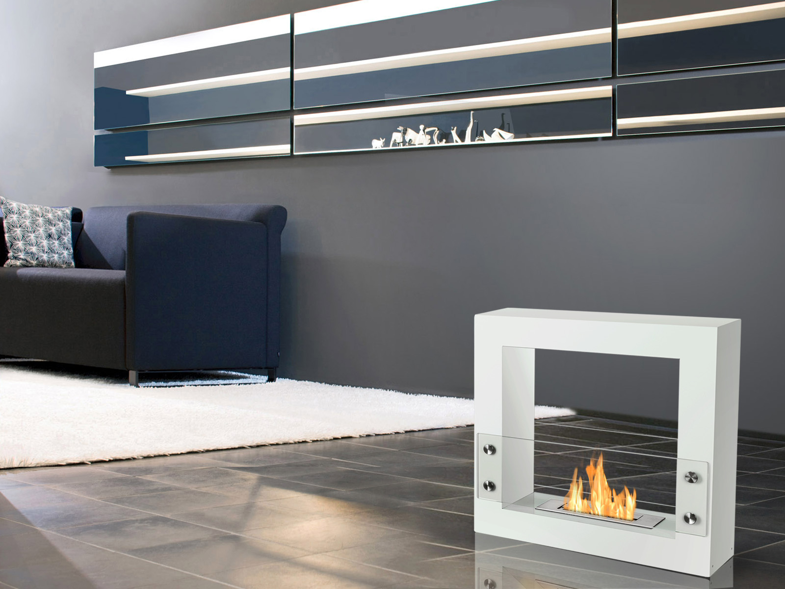 IGNIS® | White Freestanding Ethanol Fireplace – Tectum Mini
